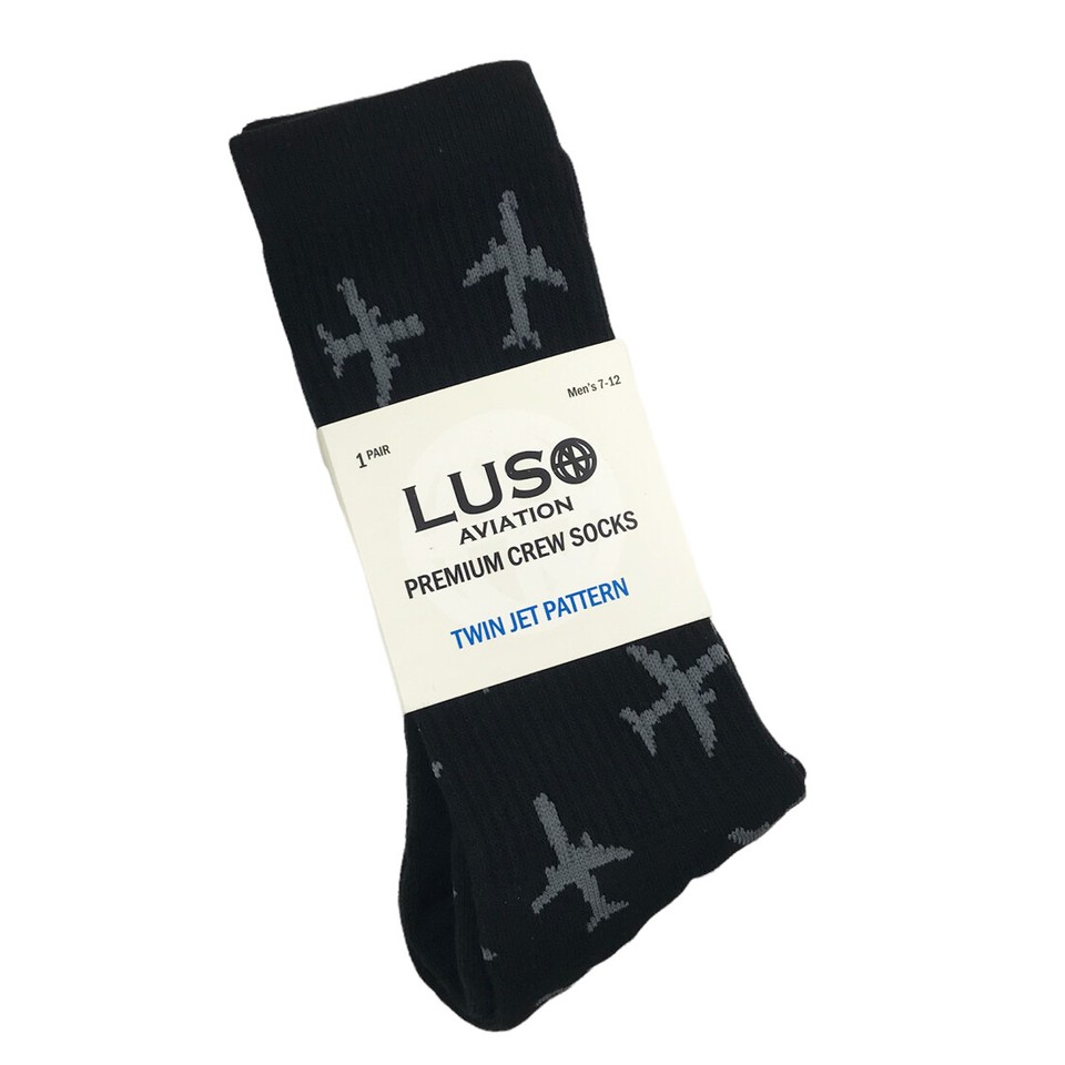Aviation-Themed Premium Crew Socks - Twin Jet Pattern by Luso Aviation ...