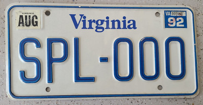 Virginia Sample VTG 1992 License Plate SPL-000 VA Tag | eBay