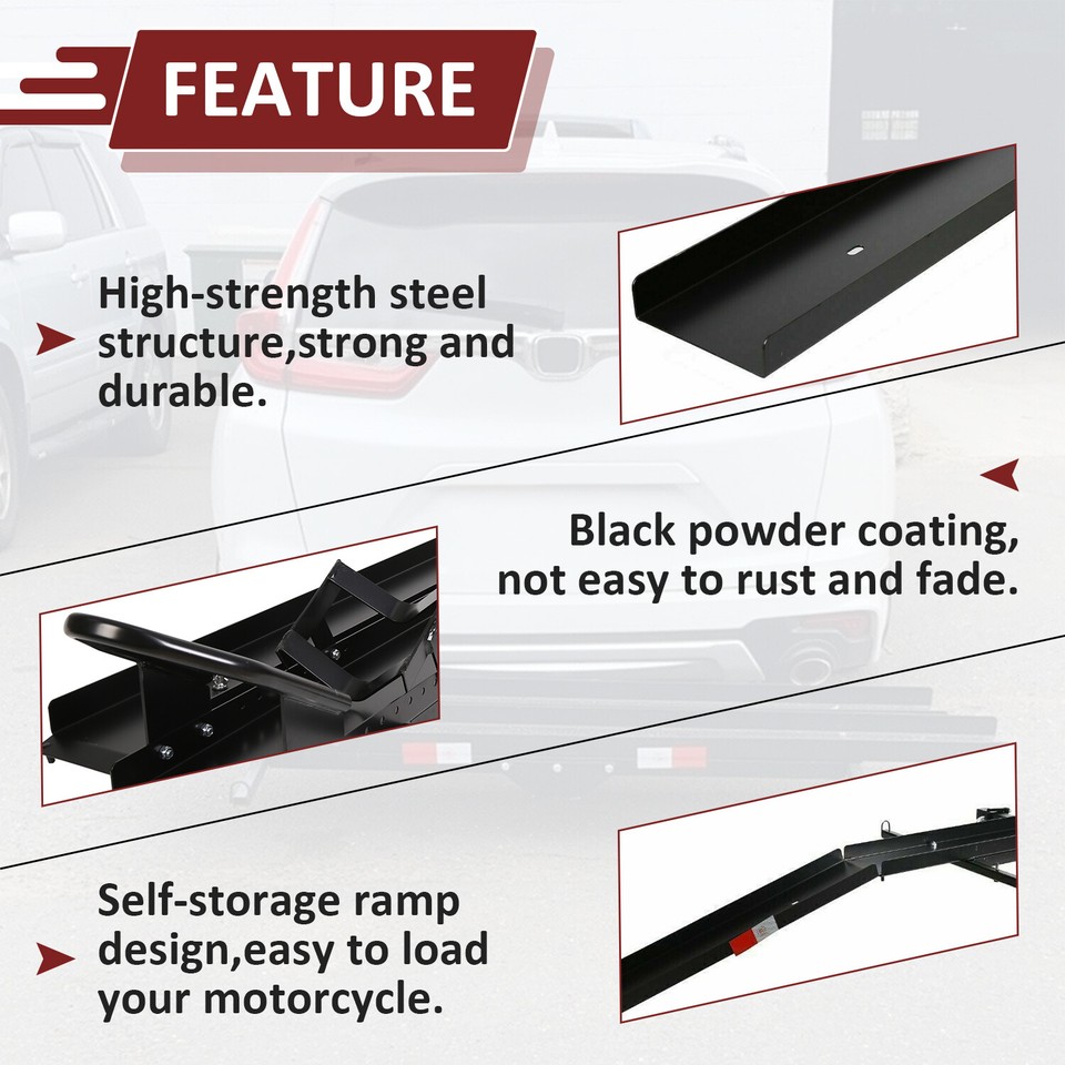 600 LBS Motorcycle Carrier Heavy Duty Dirt Bike Rack Hitch Mount Hauler ...