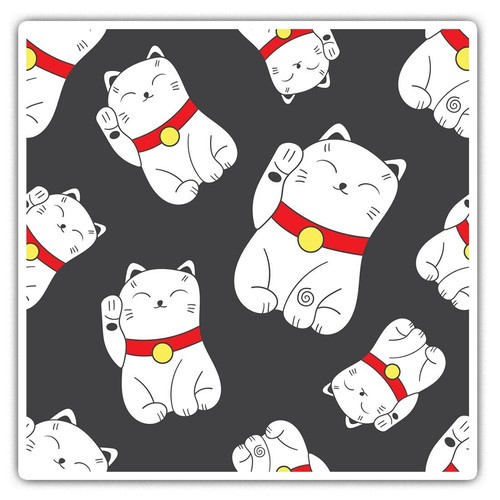2 x Square Stickers 10 cm - Cute Chinese Lucky Cats Japanese Cool Gift ...