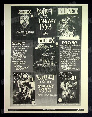 Bio 90 + Radrex Bullet Comics 1992 Trade Print Magazine Ad Poster ...