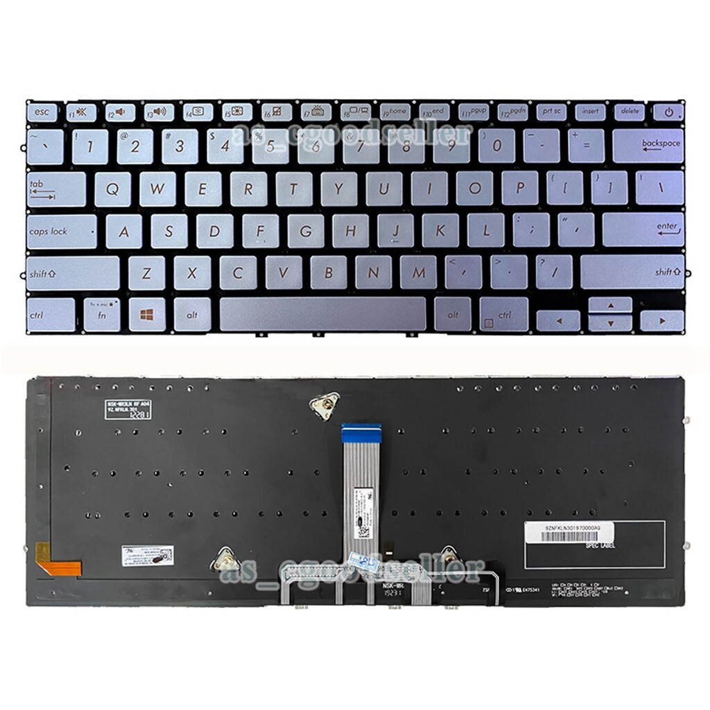 New for Asus ZenBook UX392 UX392FN S13 Keyboard US QWERTY Silver ...