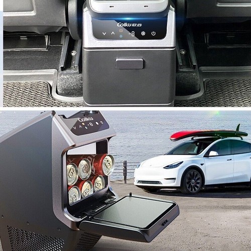 Fits for Tesla Model Y 12V 4.6L Portable Car Refrigerator Mini Car ...