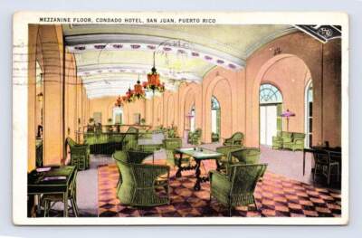 Condado Hotel Mezzanine SAN JUAN Puerto Rico Vintage Interior Postcard ...