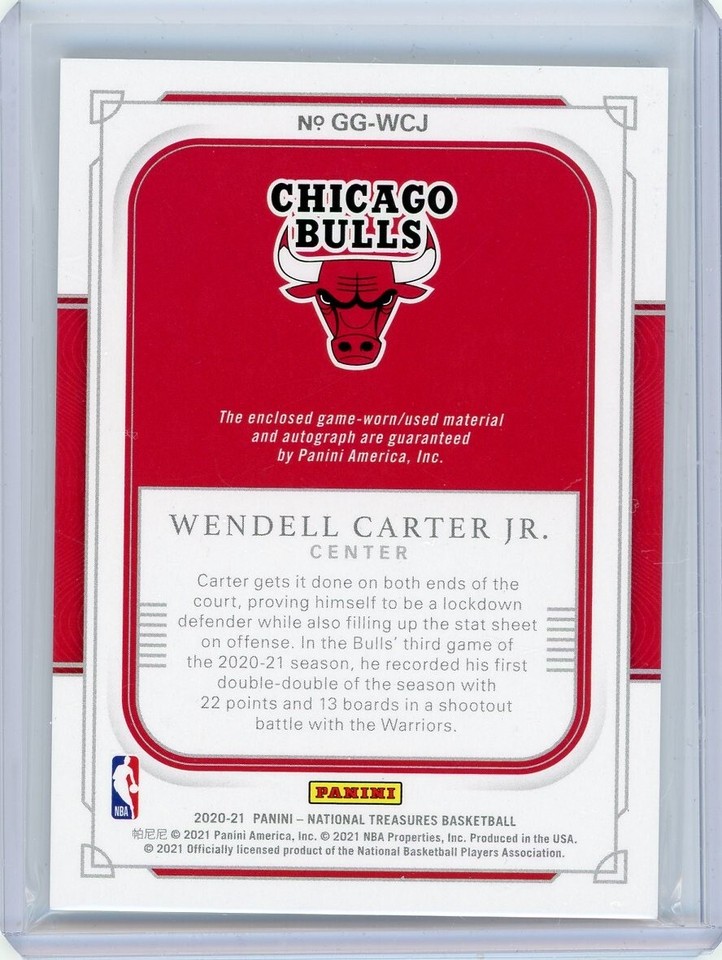 2020-21 Panini National Treasures Basketball Patch Auto GGWCJ Wendell ...