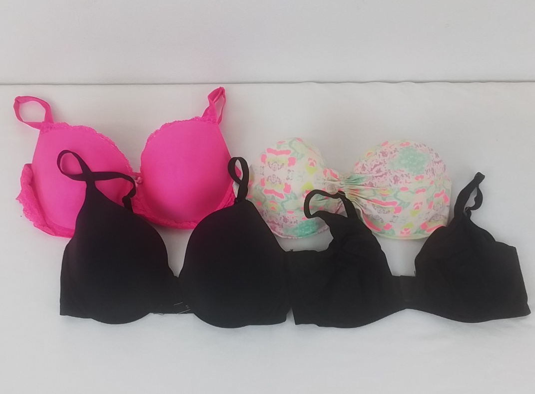 Victoria's Secret Lot of 4 Bras Size 34DD Black and Neon Colored #J2765 ...