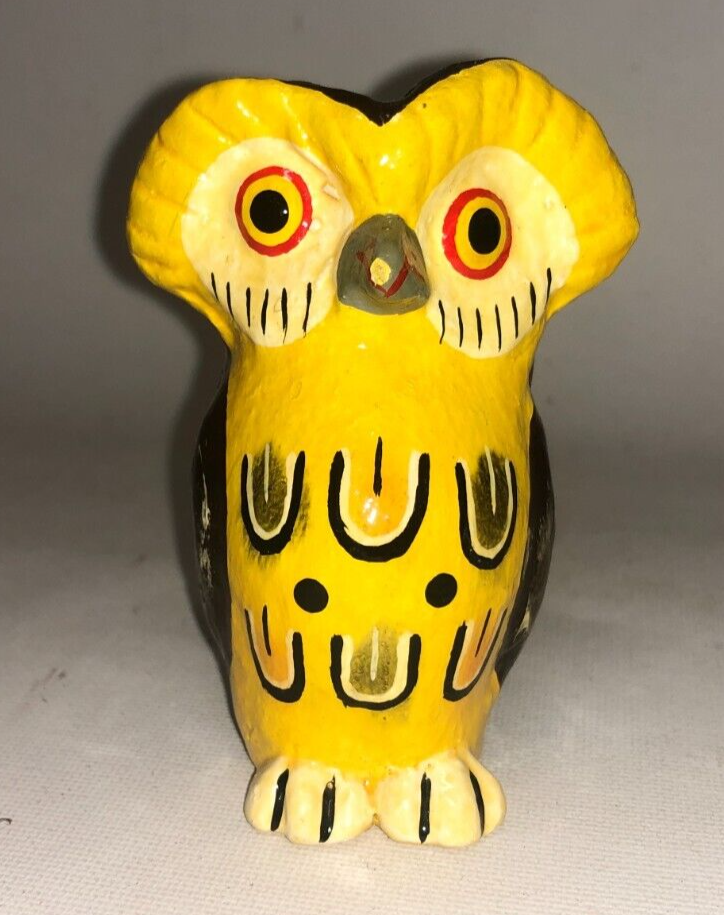 Vintage Art Pottery Owl Bank Mini 3"H Break Open Hand Made Painted ...