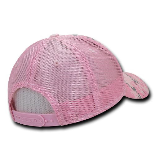 Pink Camo Cotton Mesh Structured Low Crown Curved Trucker Baseball Ball ...