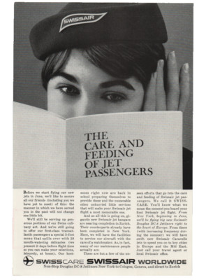 Vintage Swiss Air Magazine Print Ad 1960 Stewardess Douglas DC 8 ...