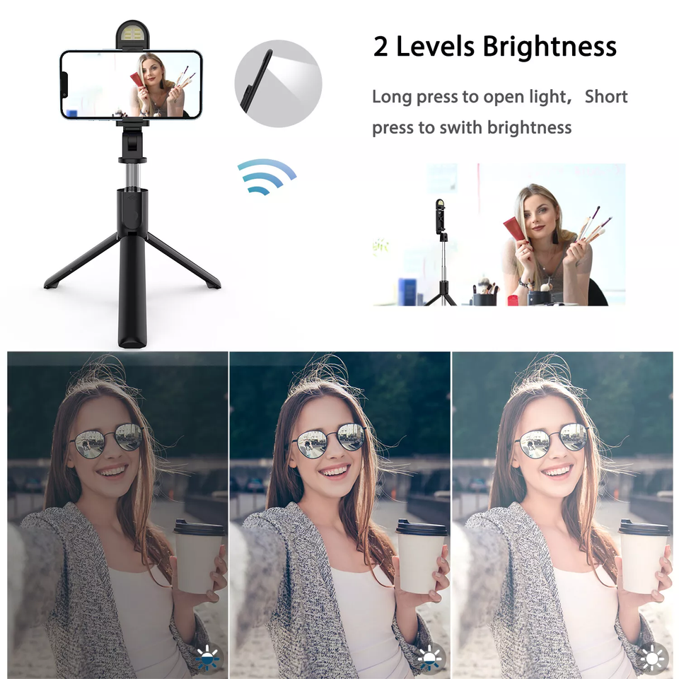 Selfie Stick Tripod Remote Desktop Stand Cell Phone Holder For iPhone ...