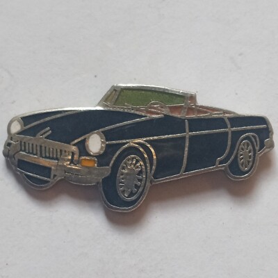VTG MG MGB Black Convertible Die Cast Body Hat Lapel Pin Silver Trim ...