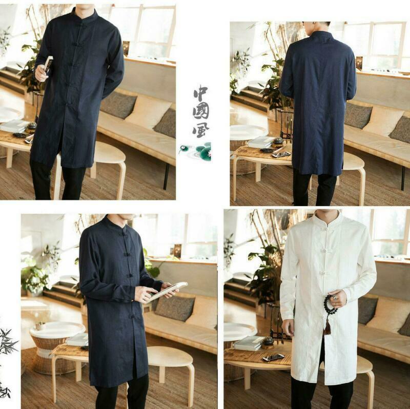 Chinese Traditional Men's Tang Kungfu Tai Chi Long Uniform Cotton and ...