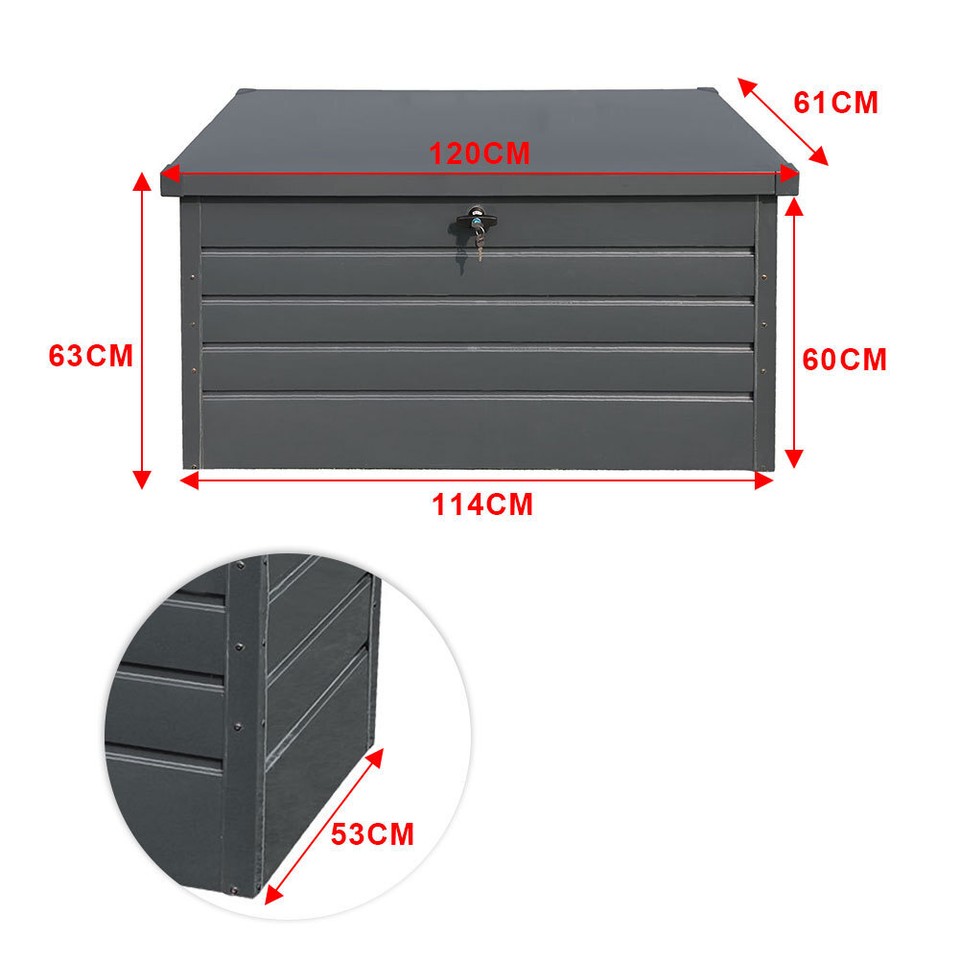 Outdoor Garden Metal Storage Box 200L/350L/600L Lockable Utility Chest ...