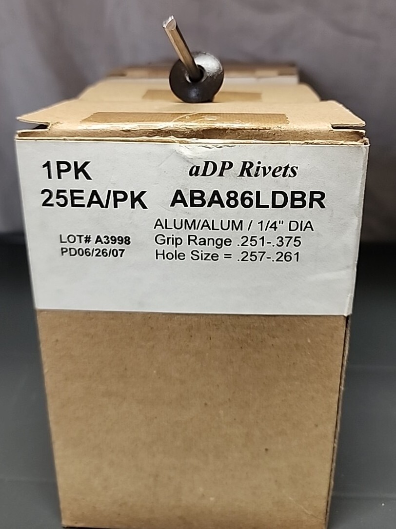 aDP Rivets 25pk ABA86LDBR 1/4" DIA NEW IN BOX | eBay