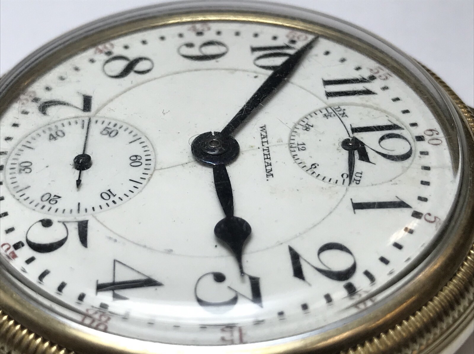 ANTIQUE WALTHAM CRESCENT STREET POCKET WATCH 10K GOLD FILLED 21J WIND ...