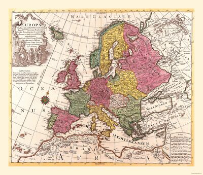 Historic Map - Europe - De L'isle 1787 - 26.65 x 23 - Vintage Wall Art ...