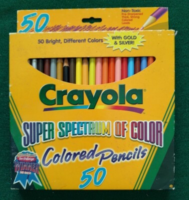 Vintage 50 Crayola Super Spectrum Colored Pencils with Gold & Silver | eBay