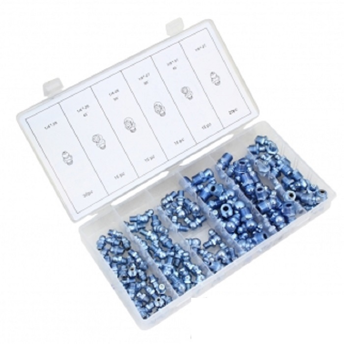 110pc SAE Hydraulic Grease Zerk Zirk Fitting Assortment Straigt 90 120 ...