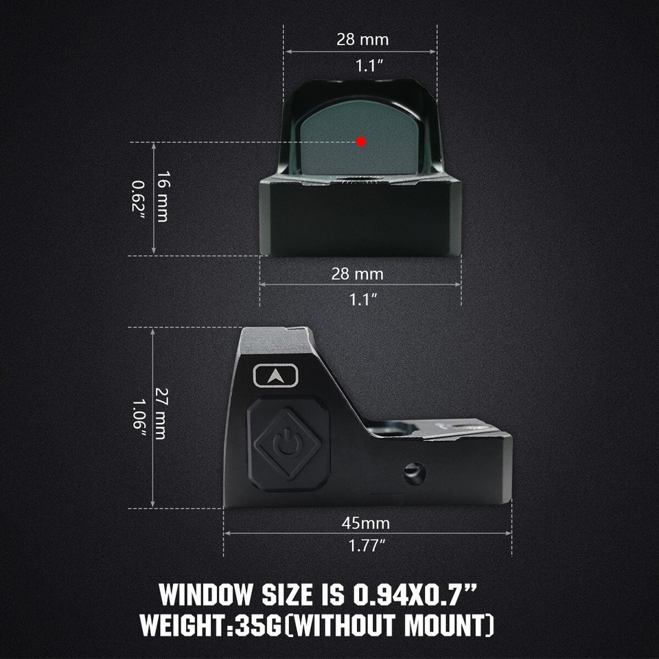 ohhunt Red Dot Sight 2 MOA Dot Sight fits RMR Footprint / Picatinny ...