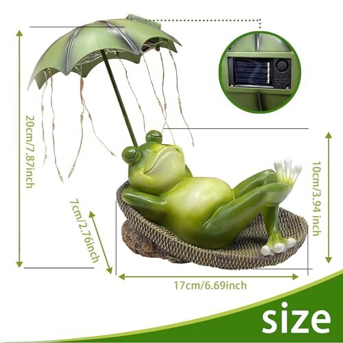 Garden Decor Outdoor Statue - Frogs Umbrella LED Waterproof Solar Frog ...