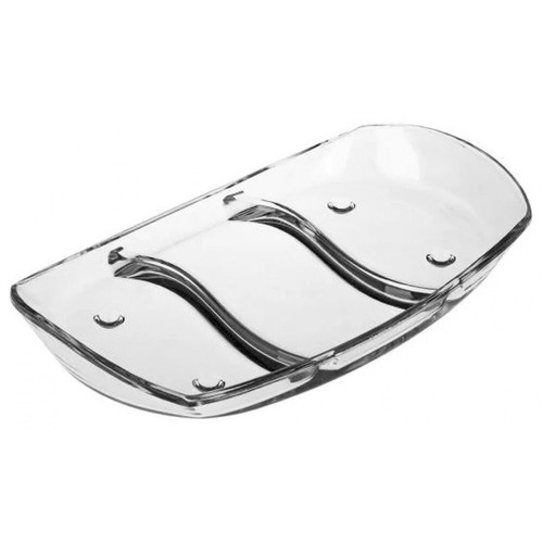 Stunning Rectangular Glass Serving Platter 3 Sections Party Snacks ...