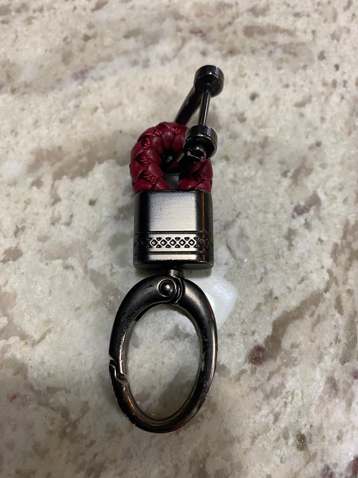 Men & Women's Red Leather Valet Clip Belt Keychain Car Key D-Ring Fob ...