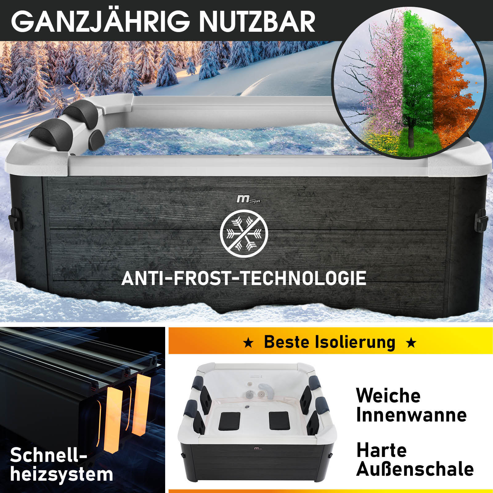 Whirlpool MSpa Oslo 6 Personen mit fester Außenwand 160x160x65cm In ...