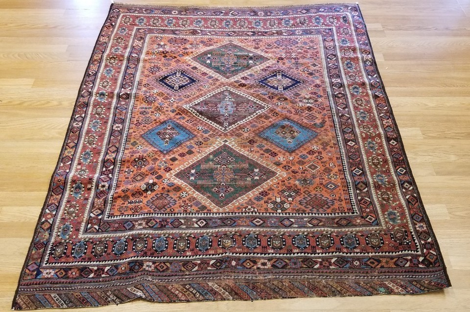 Terrific Tribal - 1890s Antique Oriental Rug - Nomadic Carpet - 4.3 x 5 ...