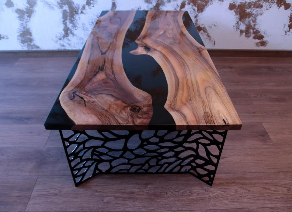 Custom Walnut Resin River Table, Writing Desk, Computer Desk, Walnut ...