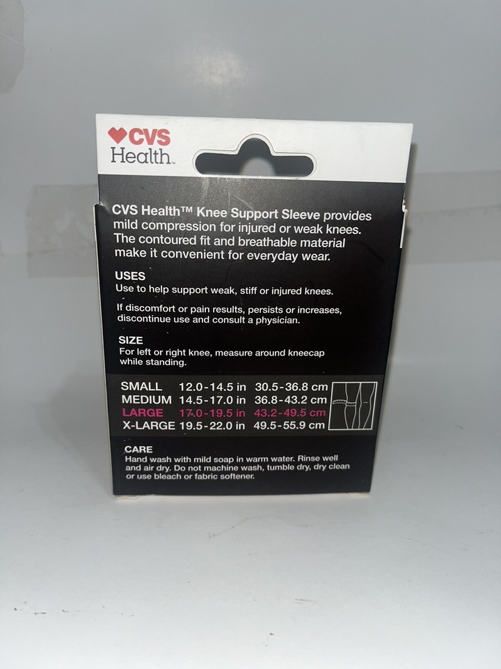 CVS Health Knee Support Sleeve Mild Compression Size LARGE | eBay