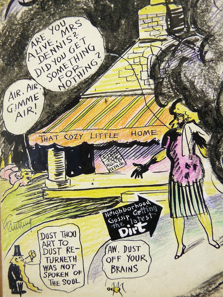 Acquerello XX Secolo Americano "Detroit's Dust Bowl" Fumetto Firmato | eBay