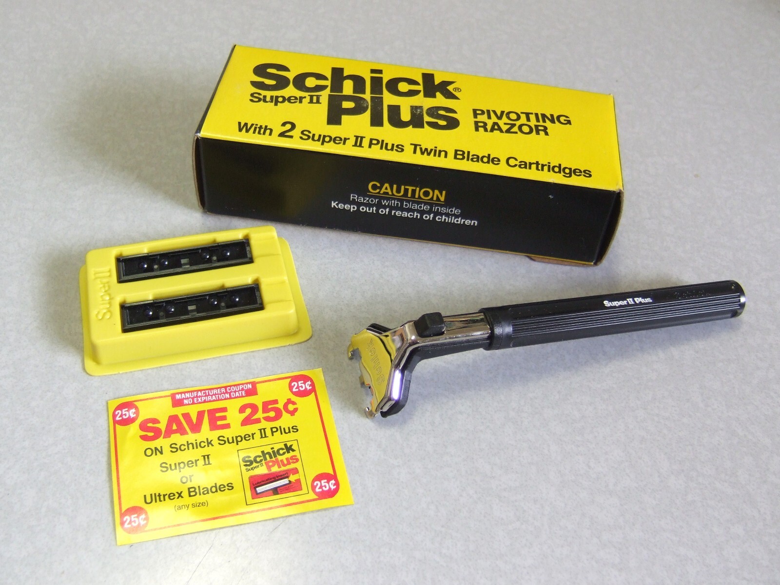Vintage NOS Schick Super II Plus Atra type pivoting head Safety Razor ...