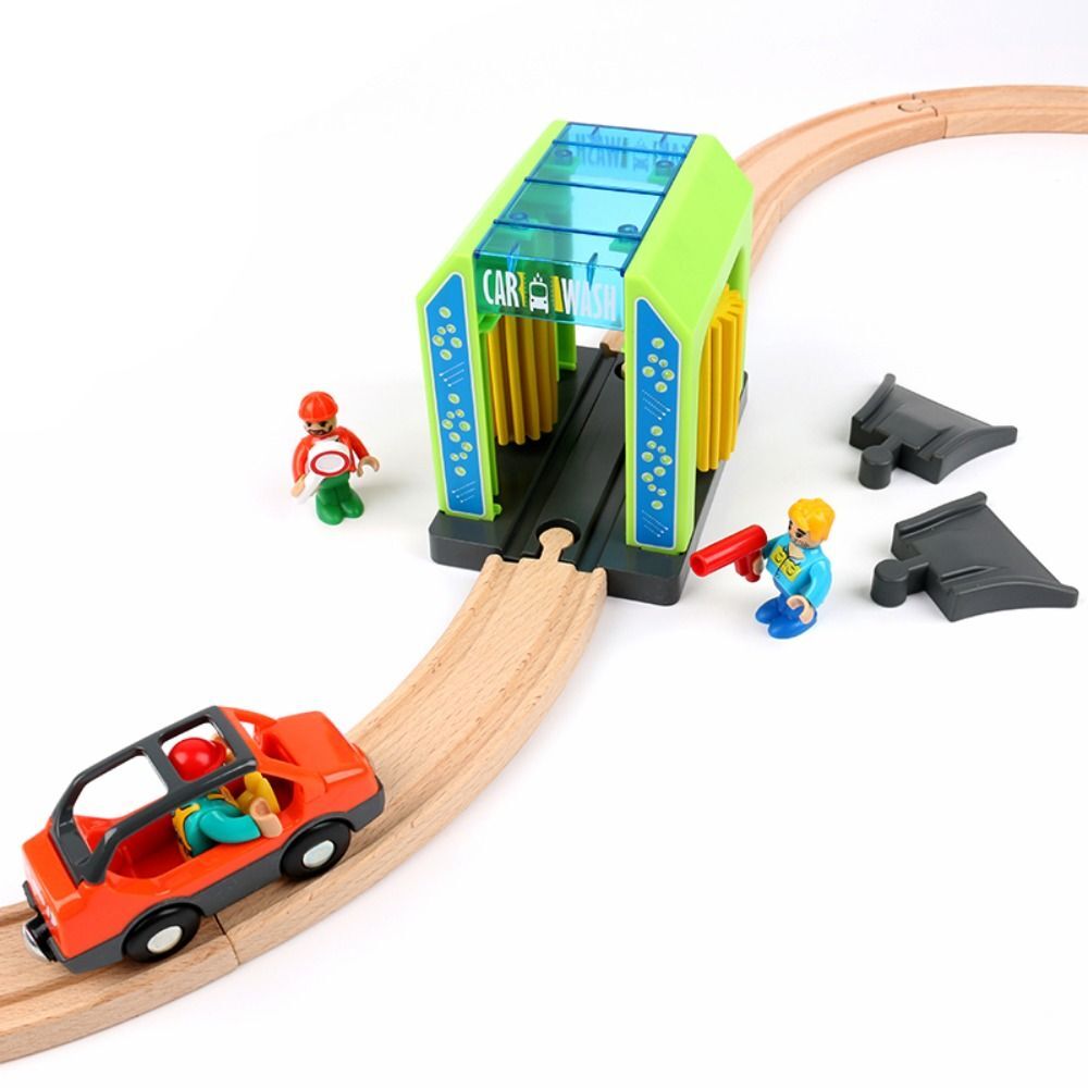Building Blocks Connection Wooden Train Tracks Railway Toys | eBay