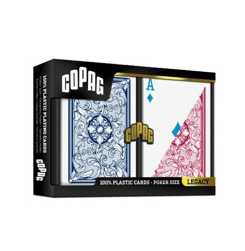 COPAG LEGACY 4 COLOR PLASTIC PLAYING CARDS POKER SIZE REGULAR INDEX RED ...