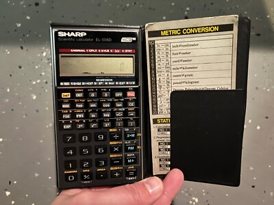 Vntg Sharp Calculator EL-506D WORKS Case Scientific Statistic School ...