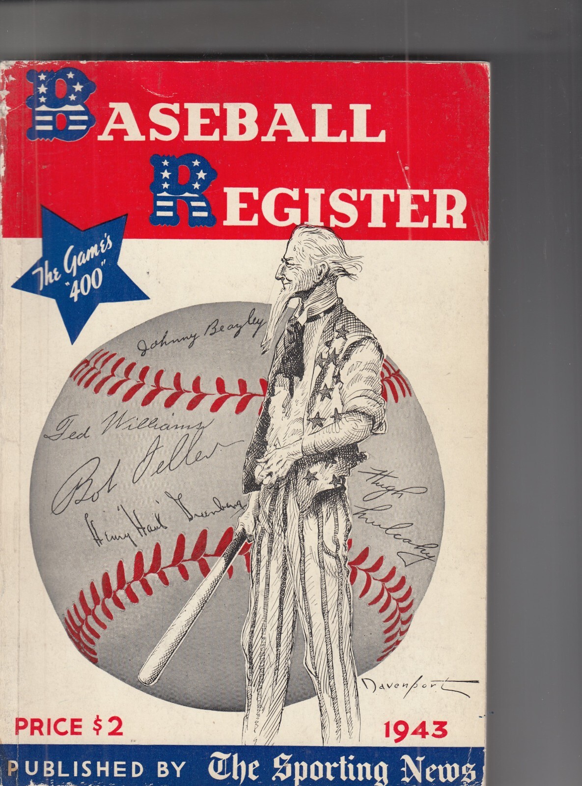 1943 Baseball Register NEW YORK Yankees LOU GEHRIG Joe DIMAGGIO Carl ...