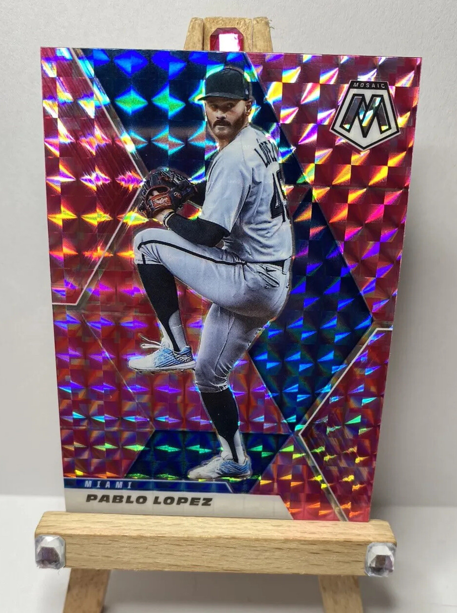 PABLO LOPEZ 2021 Panini Mosaic Baseball #199 PINK MOSAIC PRIZM Miami ...