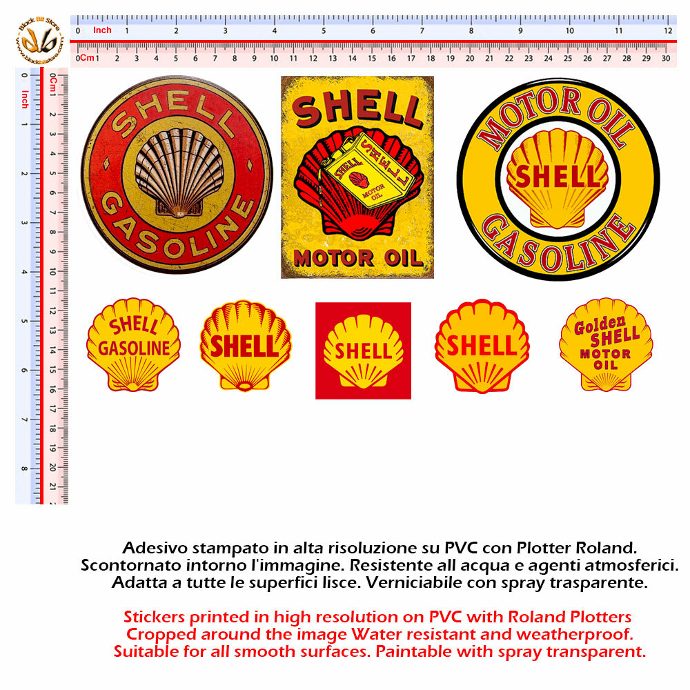 Shell adesivi vintage repliche shell motor oil sticker auto moto print ...