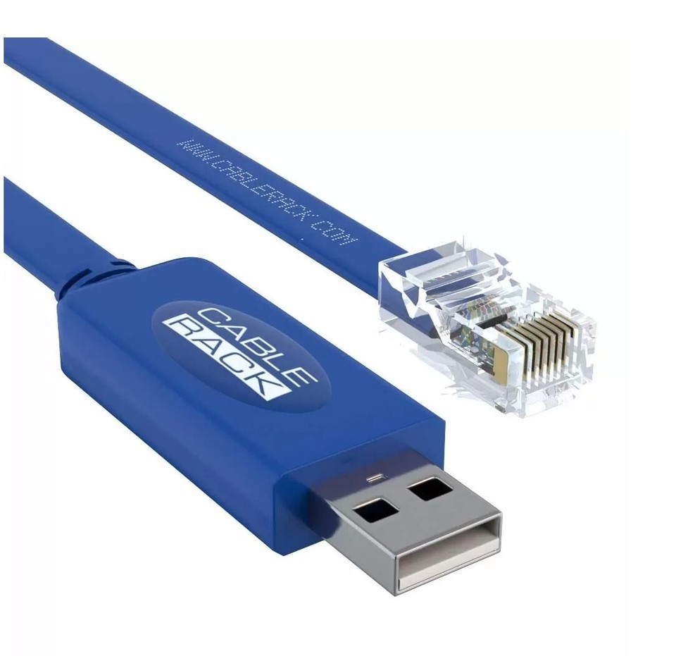 6 Foot USB to RJ45 Rollover Console Cable with Built in FTDI Micro Chip ...