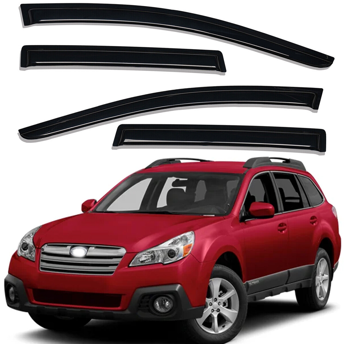 For 2010-2014 Subaru Outback Tape-on Window Visors Sun Rain Guards Vent ...