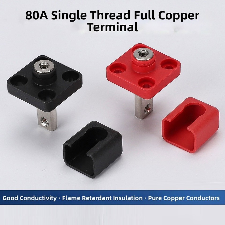80 Amp Copper Terminal Block Square High Current Battery Connection ...