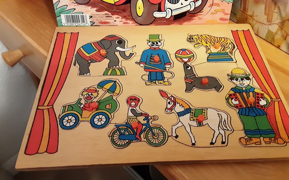 Vintage Childrens Wooden Tray Puzzle Bundle Circus Noddy And Koala Bear ...