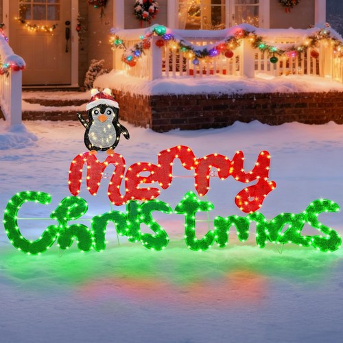 5FT Merry Christmas Lighted Sign Outdoor Prelit Extra Large Merry ...