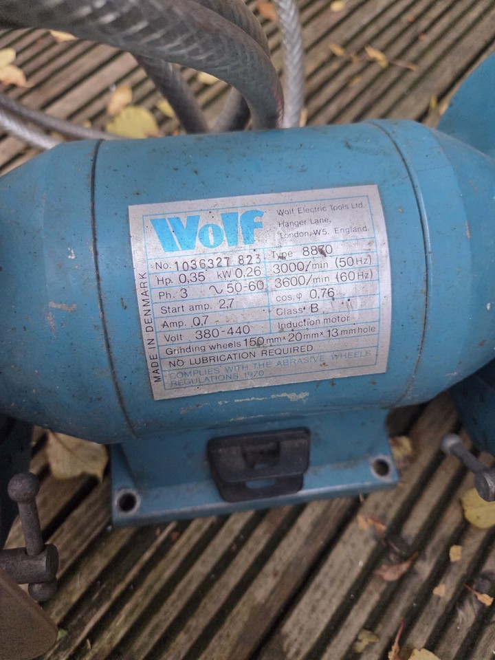 Wolf 6 Bench Grinder Type 8870 380w Heavy Duty Made In Denmark Working ...
