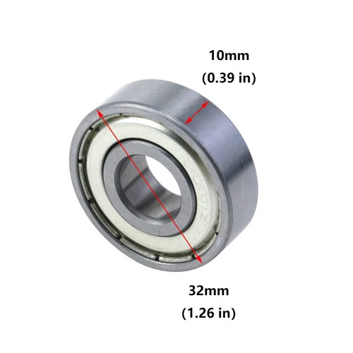 2-Pack 12mm x 32mm x 10mm 6201Z Double Shielded Deep Groove Radial Ball ...