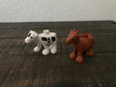 LEGO Duplo Black & White Baby Cow/Calf & Brown Goat figures | eBay