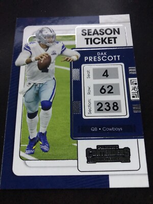 2021 Panini Contenders Football #25 Dak Prescott Season Ticket Base ...