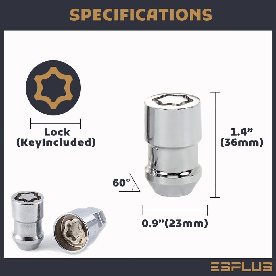 4 Pc Hyundai Wheel Lock M12x1.5 Chrome Fit Elantra/Ioniq/Kona/Sonata ...