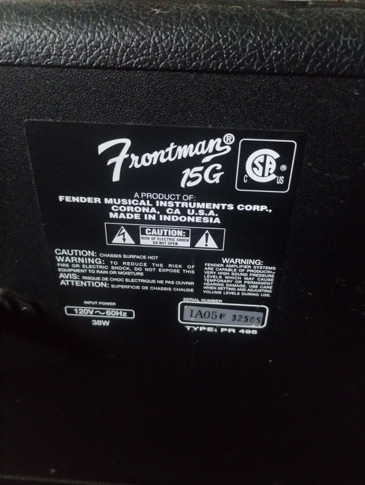 Fender Frontman 15R Guitar Amp -Accutronics Reverb Tank -15w Practice ...
