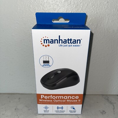 NEW Manhattan 179904 Performance II Wireless Mouse Black Adjustable DPI ...